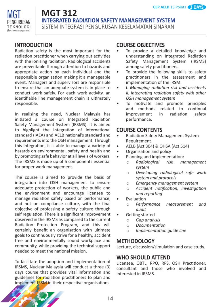 MGT 312 – INTEGRATED RADIATION SAFETY MANAGEMENT SYSTEM (SISTEM ...