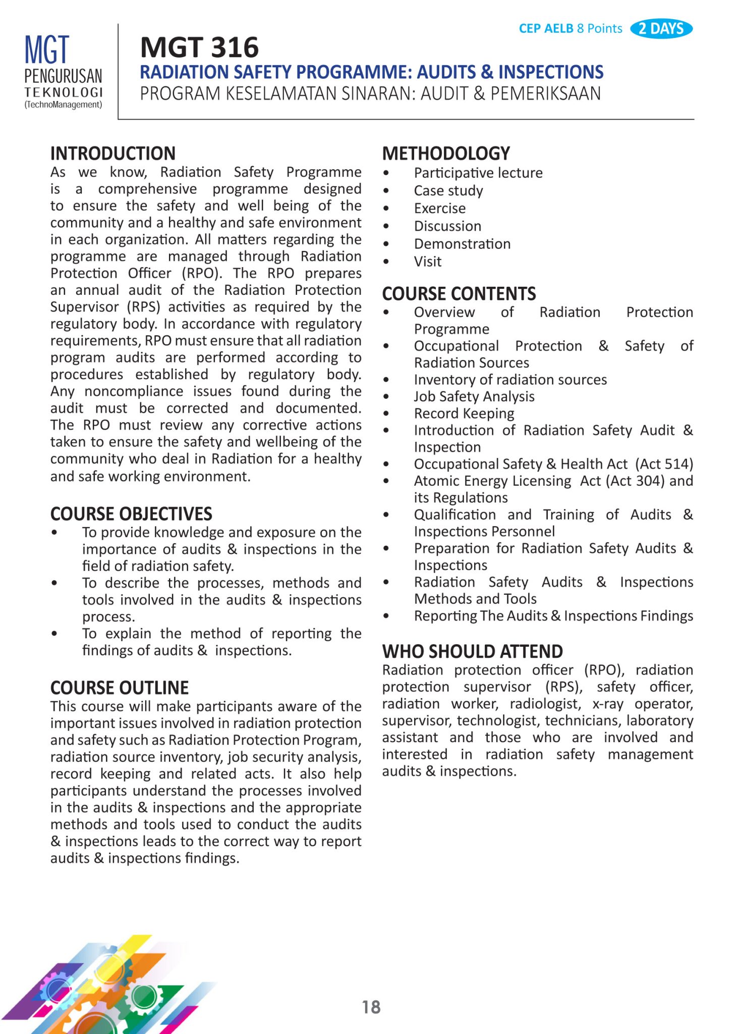 MGT 316: Radiation Safety Programme: Audits & Inspections – Centre of ...