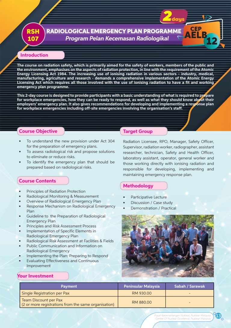 RSH 107: Radiological Emergency Plan Programme – Centre of Nuclear ...