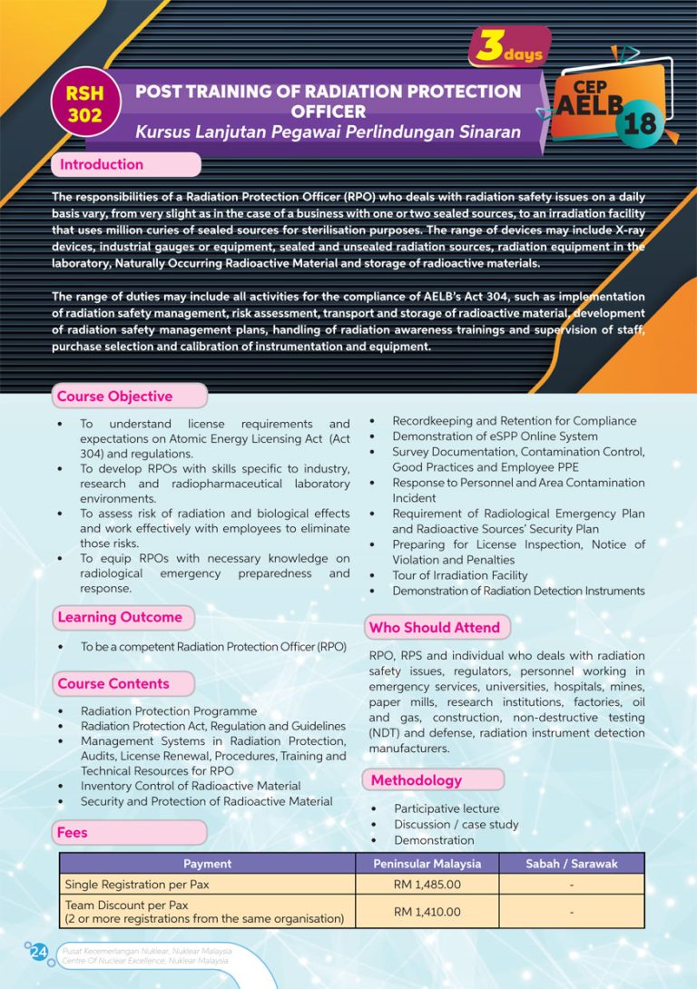 RSH 302: Post Training of Radiation Protection Officer – Centre of ...